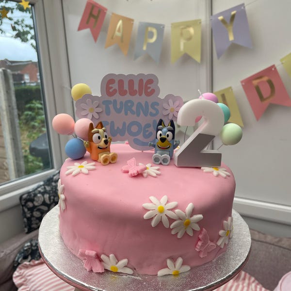 Bluey Twoey Happy Birthday Cake Topper - Etsy