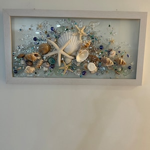 Seashell Beach Wall Art for Bathroom Decor, Square Art for Beach ...