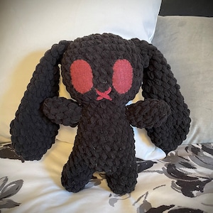 Customizable Large Crochet Bunny Black, Year of the Rabbit, Creepy Goth ...