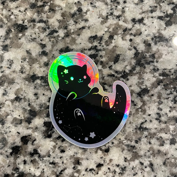 Space Cat - Holographic Die Cut Vinyl Sticker - Etsy