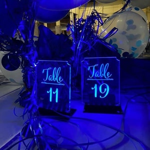 Romance Table Number - Lighted Number - Illuminated - Engraved Acrylic ...