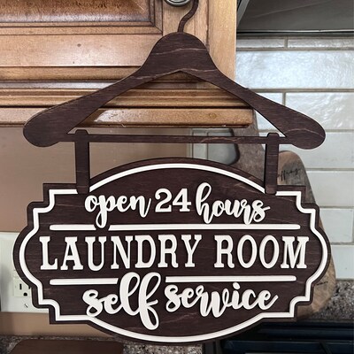 Laundry Room Self Serve Sign Set Digital File Laundry Hanger Farmhouse ...