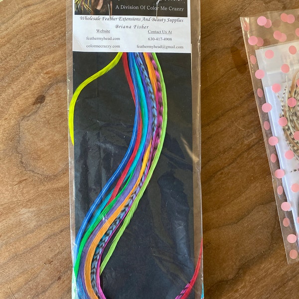 12 Super Long Feather Hair Extensions, Long Whiting Grizzly Real ...