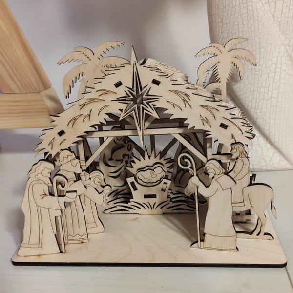 Nativity Scene Miniatures Laser Cut Svg File Glowforge Nativity ...