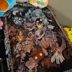 Anime Hand Woven Blanket Ghost Pokemon Tapestry Throw Gengar Poison - Etsy
