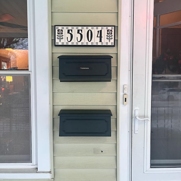 House Numbers Craftsman Rose Set Address Tiles, Craftsman Rose Design ...
