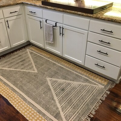 Bohemian Cotton Hand Block Rug, Garden Boho Rug, Living Area Rug, 5x7 ...