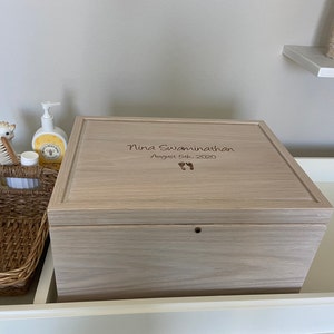 Personalized Whitewashed Oak Wood Memory Box, Extra Large Keepsake Box ...
