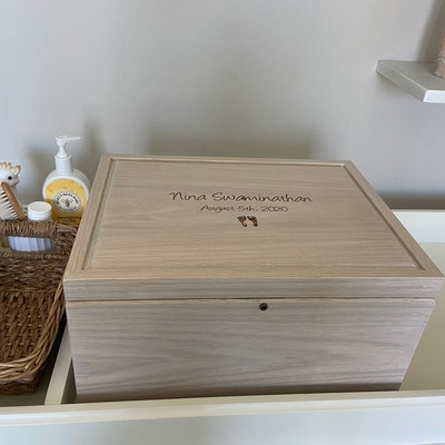 Personalized Whitewashed Oak Wood Memory Box, Extra Large Keepsake Box, Legacy Box, Wedding ...