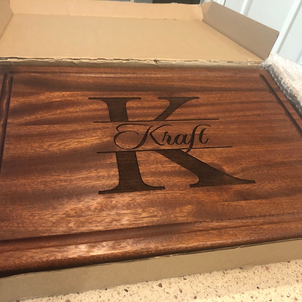 Personalized Engraved Chopping Block Monogram Initial Design for ...