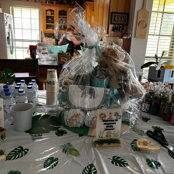 Baby 3 Tier Diaper Cake, Boy Girl Diaper Cake, Unisex Diaper Cake, Baby ...