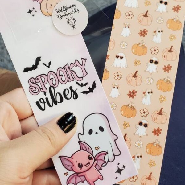 Retro Halloween Bookmarks L Hippie Ghost Bookmarks - Etsy