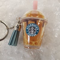 Mini Coffee Keychain //inspired Drink Keychain// Pink Drink Key Chain ...