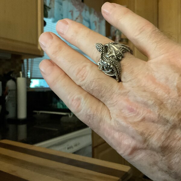 Winter is Coming Wolf Ring Sterling Silver Men Band Ring, Wolf Silver ...