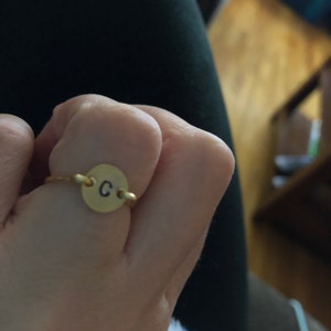 Stamped Initial Ring, Gold Letter Ring, Brass Ring, Personalized Ring ...