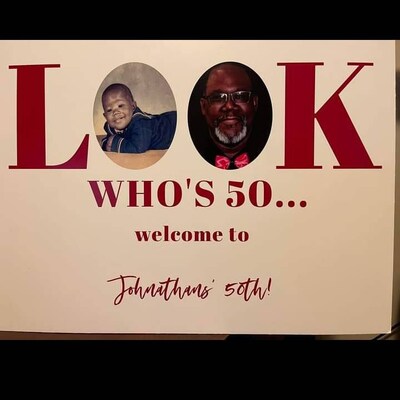 ADEN Look Who's 50 Welcome Sign, 50th Welcome Poster, 50th Poster With ...