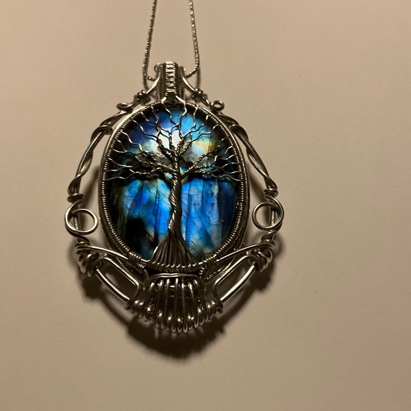 Moonstone Tree of Life Pendant, Wire Wrapped Necklace, Handmade Crystal ...