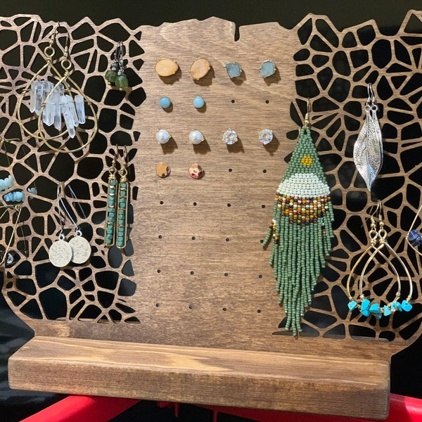 Earring Holder Handmade From Wood - Display for Studs Post Dangle ...