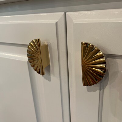 Ginkgo Leaf Cabinet Knobs,solid Brass Ginkgo Pulls,gold Drawer Knobs,fan Knob,light Luxury Brass ...