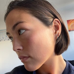 Turquoise Hoop Earring Sterling Silver Earring Dainty Hoop Huggie Hoop ...