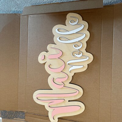 Large Wood Name Sign, Nursery Name Sign, Boho Nursery Sign , Above Crib ...