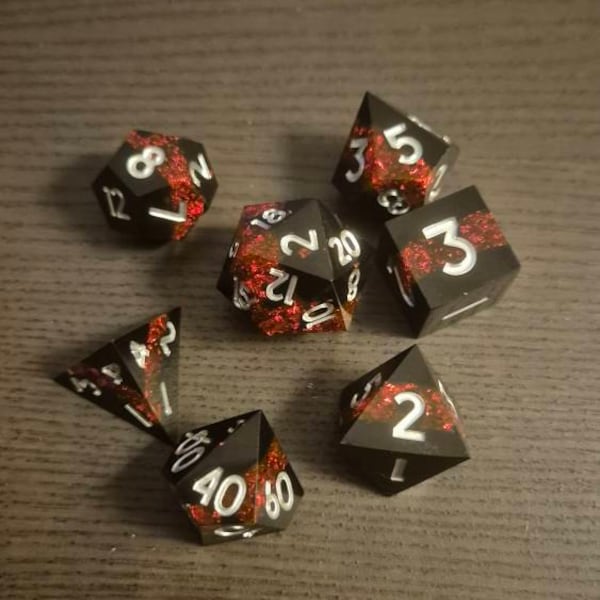 Dark Black Dice, Skull Dice Set, Black DND Dice, Black Metal Dice, RPG ...