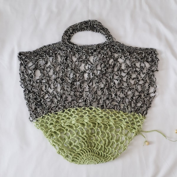 Crochet Bag Pattern / Foldable Packaway Mesh Bag String Bag Pattern ...
