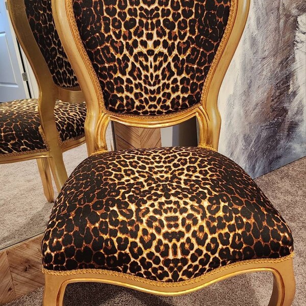 Animal Print Gilded Gold Leaf Chair - Etsy