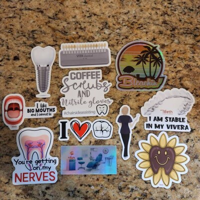 Coffee Scrubs and Nitrile Gloves Sticker, Teeth Sticker, Tooth Stickers ...