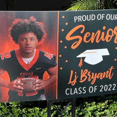 Senior Yard Sign, Graduation Yard Sign, Gold Graduation Sign, Photo ...