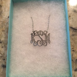 Small Sterling Silver 3 Initials Monogram Necklace 3/4 Inch - Etsy