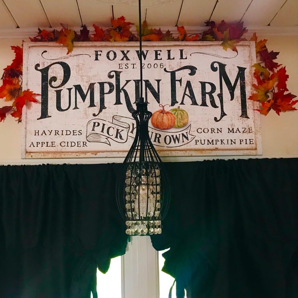 Pumpkin Farm Sign Rustic Fall Decor Family Name Date Modern Farmhouse ...