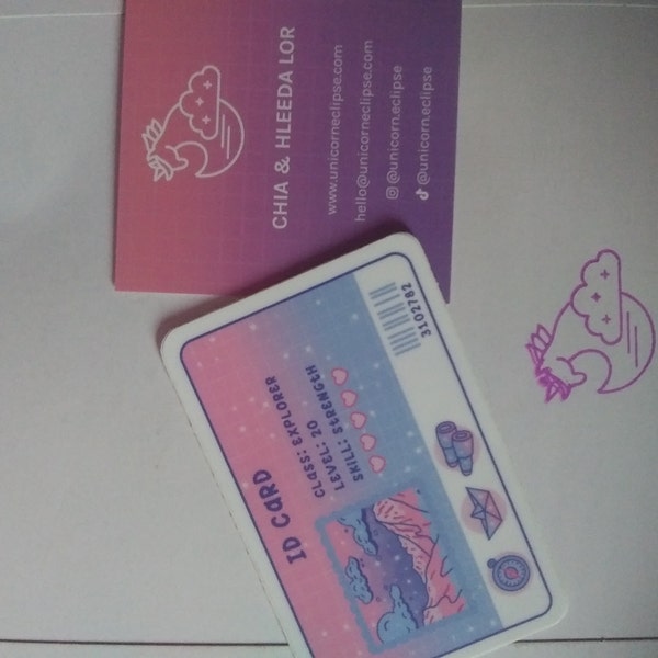 ID Card Aesthetic Vinyl Sticker | Waterproof, Waterbottle, Kawaii ...