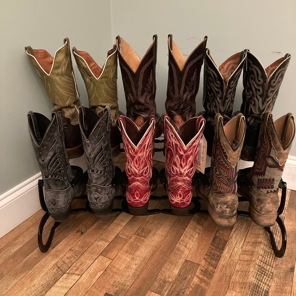 Boot Rack, 6 Pairs of Boots, Horseshoe Decor, Horseshoe Art, Boot ...