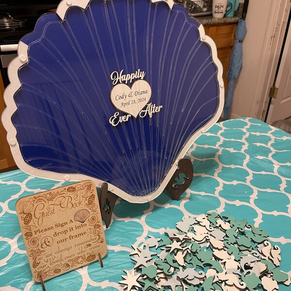 Sea Shell Shape Guest Book, Beach Wedding Guestbook, Tropical Guestbook ...