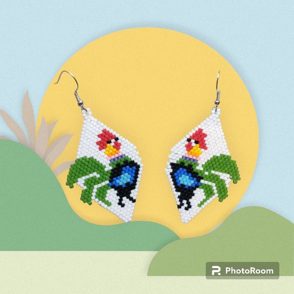 Folk Art Rooster Brick Stitch Earring Pattern Chart PDF - Instant ...