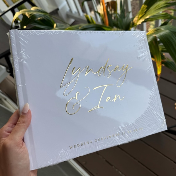 Elegant Minimal Wedding Guest Book, Minimalist Custom Wedding Hardcover ...