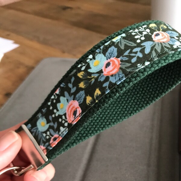 Rifle Paper Co Hunter Green Floral Key Fob- Hunter Green Key Fob - Etsy