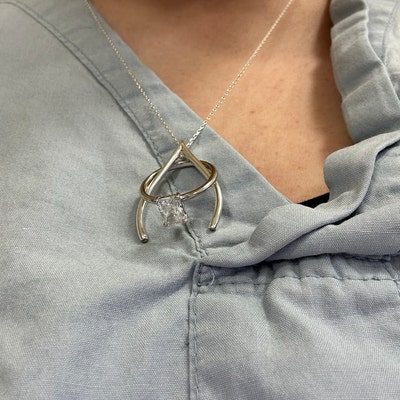 Paperclip Ring Carrier Necklace, Screw Silver Magic Ring Keeper, Gift ...