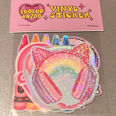 Holographic Cozy Gamer Vinyl Die Cut Sticker, Rainbow Cute Gamer Girl ...