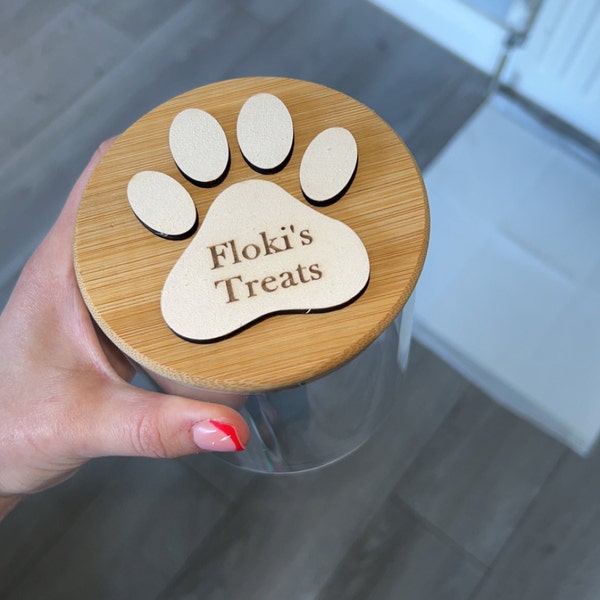 Personalised Dog Treat Glass Storage Jars, Pawprint Dog Snacks ...