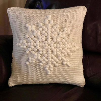 Christmas Crochet Pillow Pattern Snowflake Crochet Pillow DIY Farmhouse ...