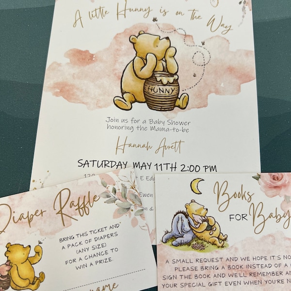 Winnie-the-pooh A Little Hunny is on the Way BABY SHOWER Invitation ...