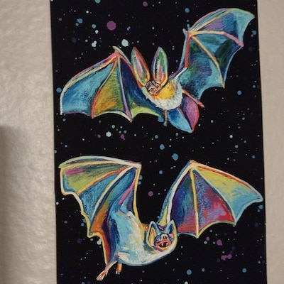 Fine Art. Creepy Cute Gothic Bat Mini Print Unframed 4x6 Psychedelic ...