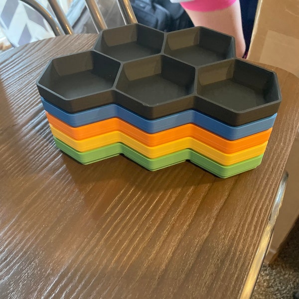 Stackable Board Game Token Tray, 5 Bin Hexagonal Player Trays and ...
