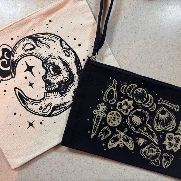 Lunar Phase Snake Print Black and White // Snake Screenprint // Gothic ...