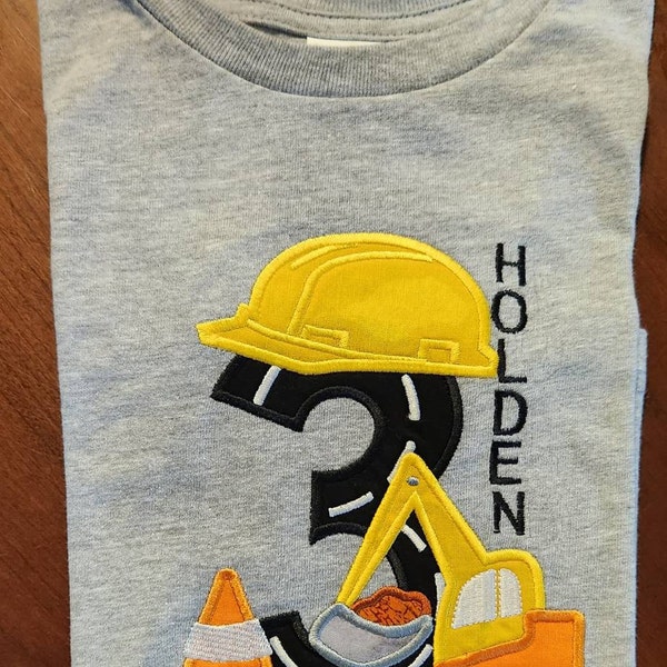 Number 3 Construction Digital Applique Embroidery File in 4x4 5x7. - Etsy