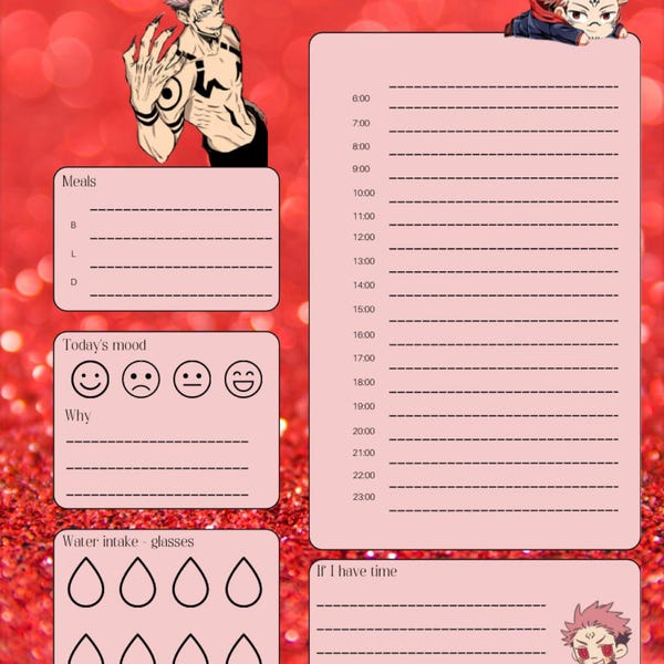 Jujutsu Kaisen Daily Planner | Ryoumen Sukuna Daily Planner | Anime ...