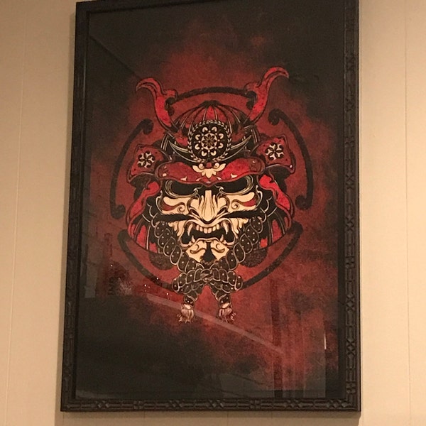 Samurai Mask Poster, Samurai Warrior Print, Martial Arts Shop, Dojo ...