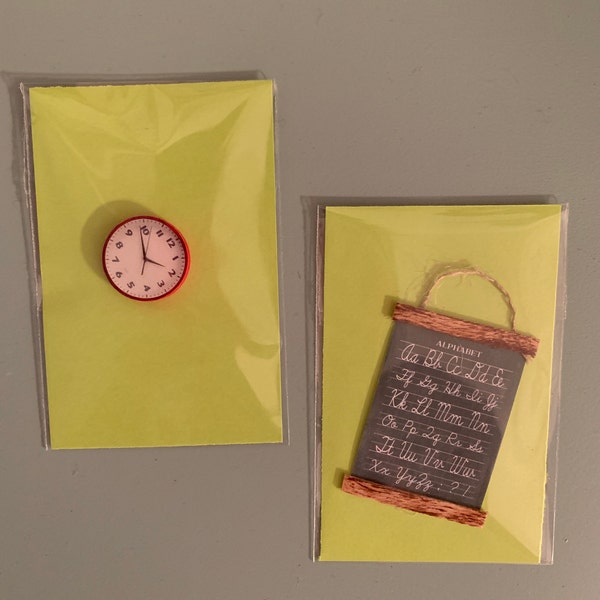 Miniature Retro Style Faux Clock 1/24 and 1/12 Scale for Dollhouse ...
